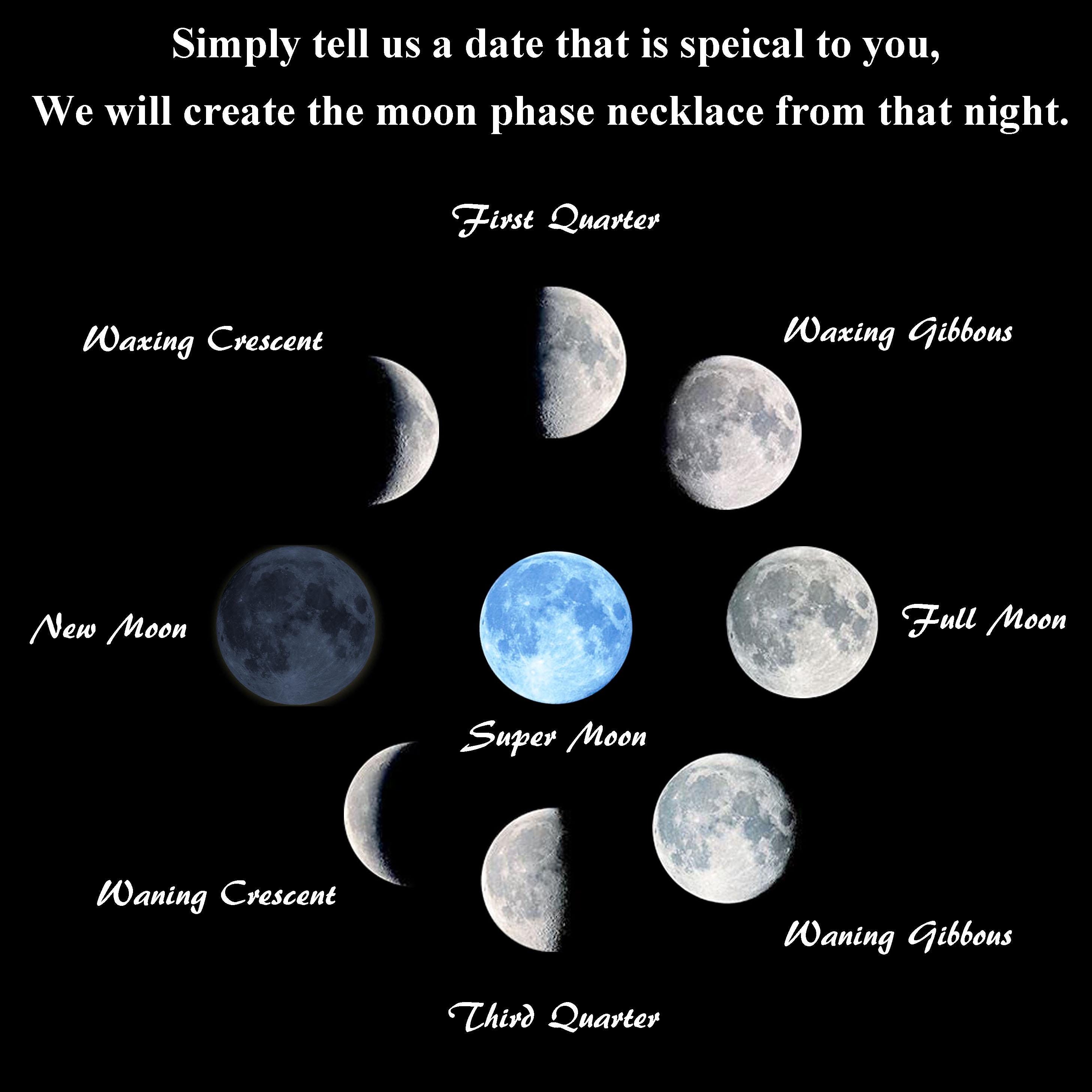Custom Moon Phase Necklace: Personalized Initial, Glows in Dark, Gift ...