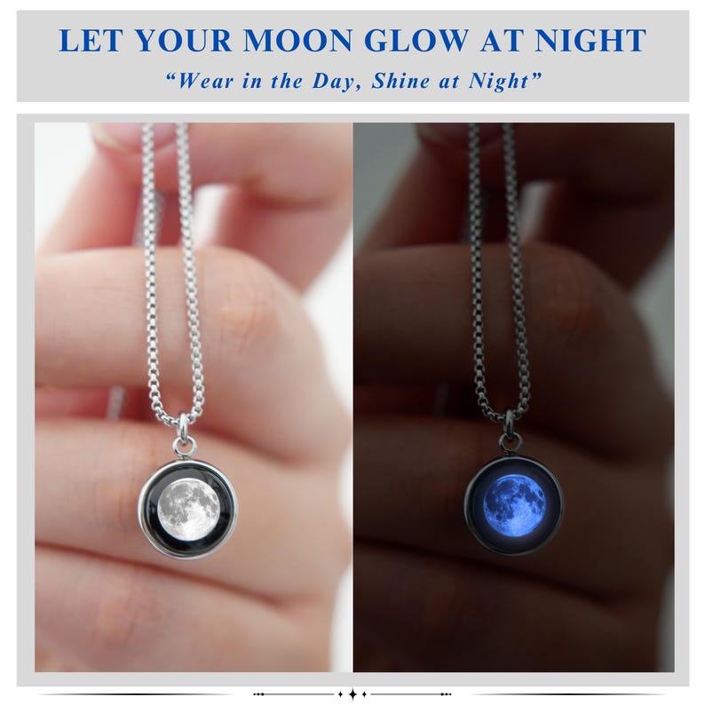 Custom Moon Phase Necklace Gift: Personalized Name Date Message Card - Etsy