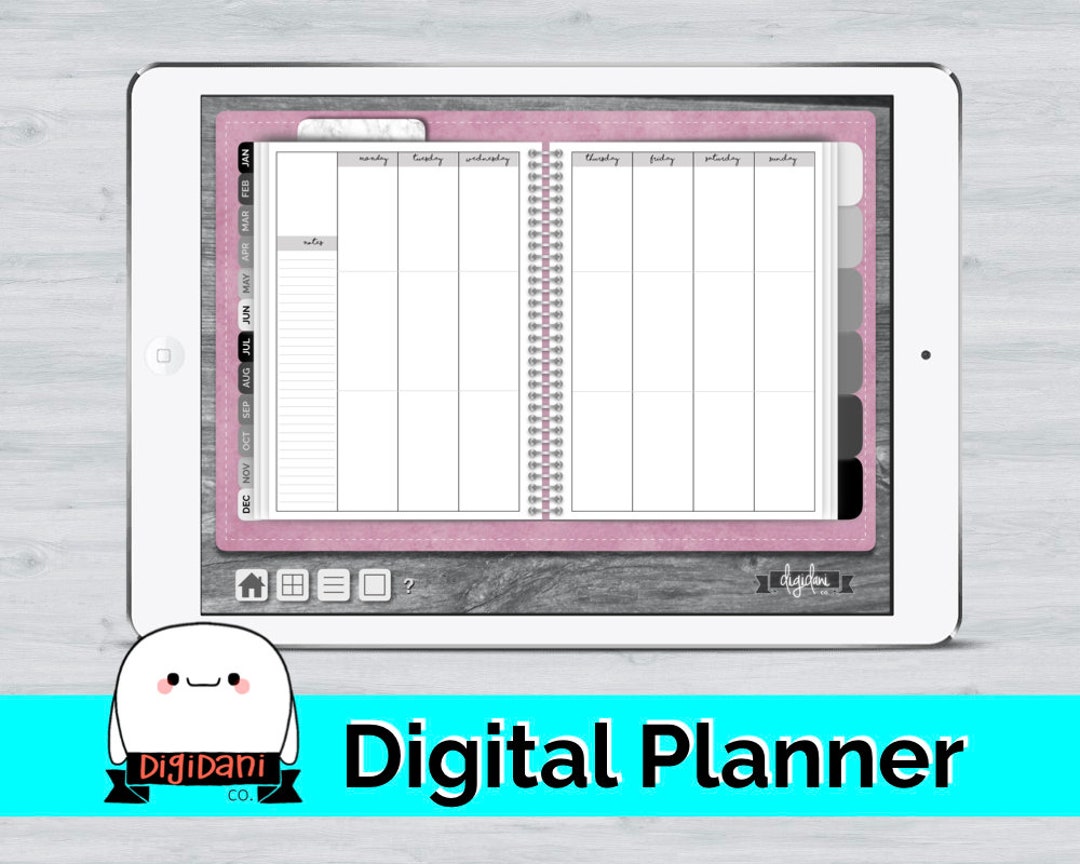 Undated Digital Planner With Functioning Tabs (vertical Weekly Spread ...