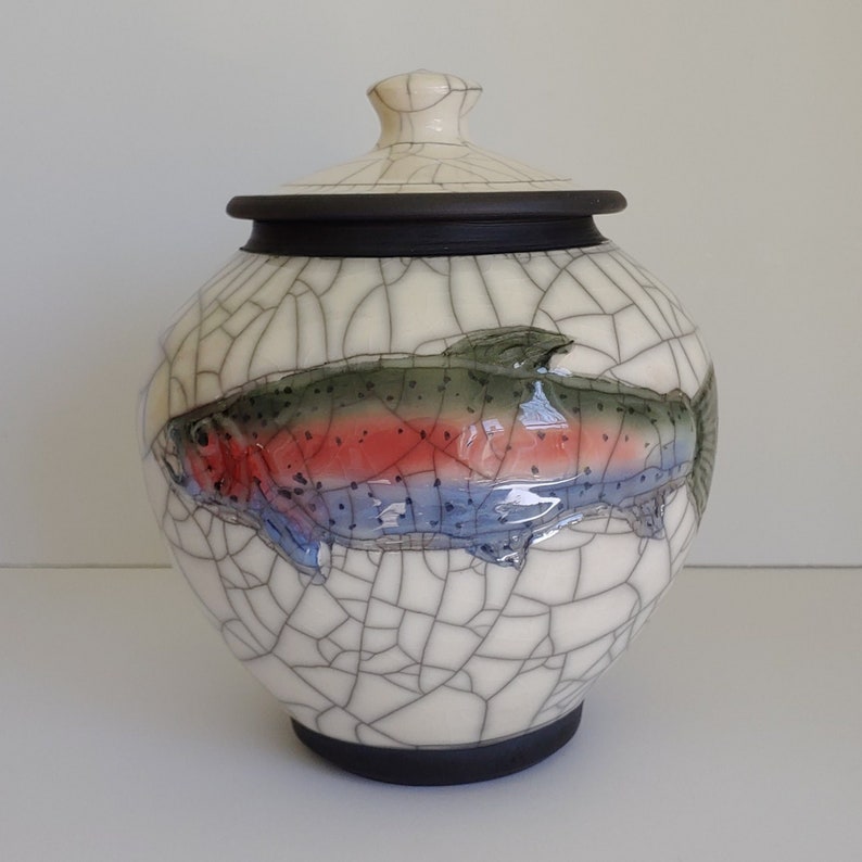Rainbow Trout Ceramic Urn for Ashes Urn for Dad Trout Fish - Etsy