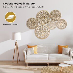 Kraft Mistry Set of 6 Wooden Bohemian Wall Carving Décor Headboard ...