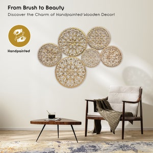 Kraft Mistry Set of 6 Wooden Bohemian Wall Carving Décor Headboard ...