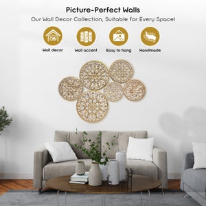 Kraft Mistry Set of 6 Wooden Bohemian Wall Carving Décor Headboard ...