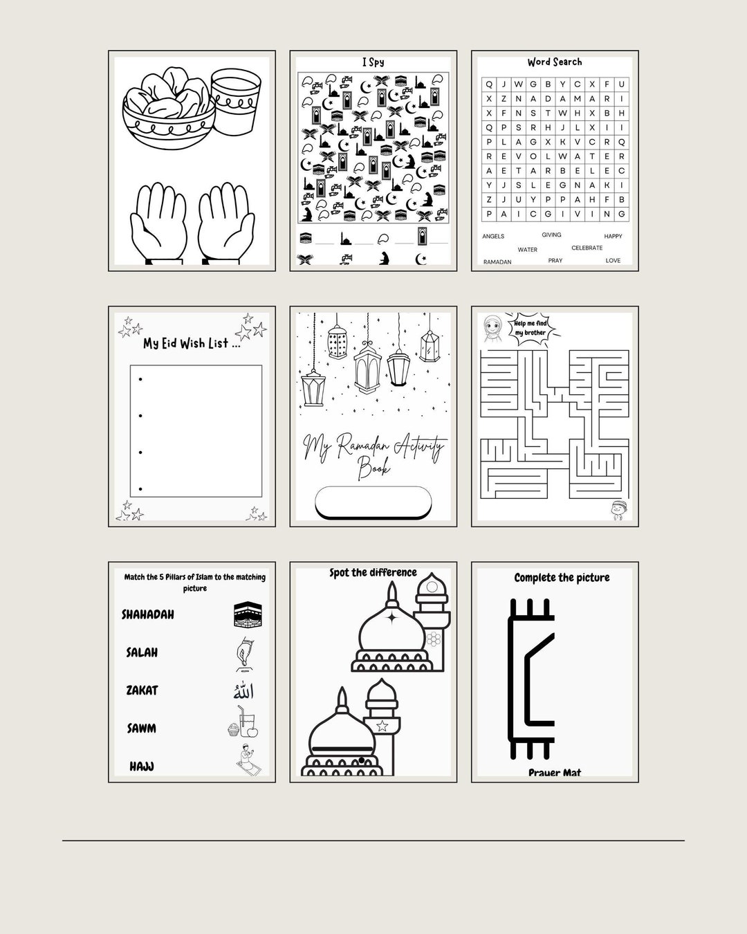 Ramadan Activity Book, Ramadan Printable, Kids Ramadan Activity Sheets ...