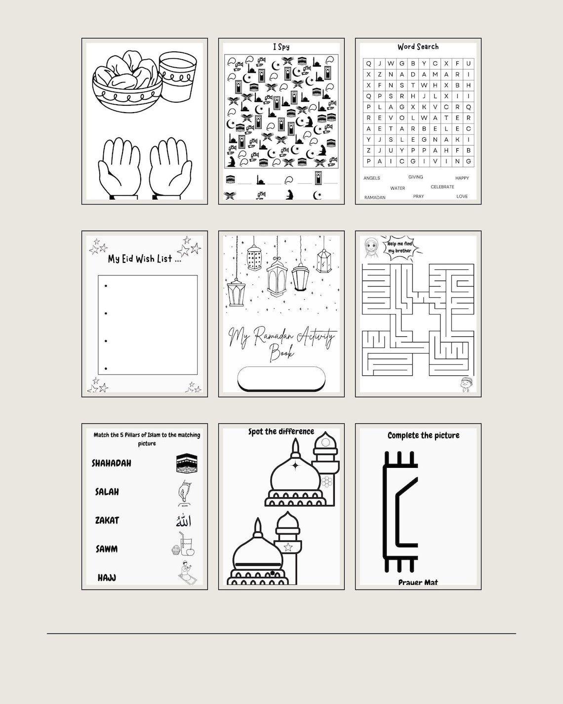 Ramadan Activity Book, Ramadan Printable, Kids Ramadan Activity Sheets ...