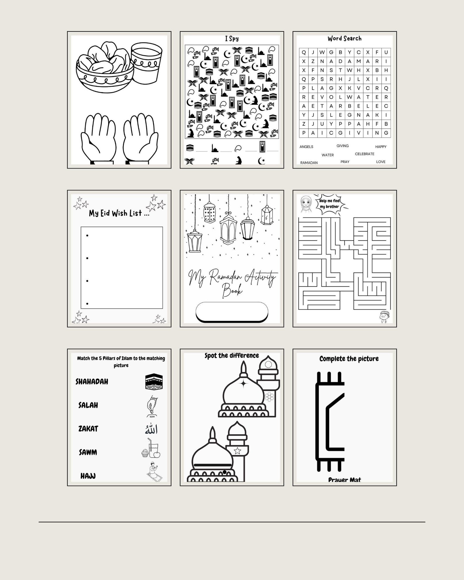 Ramadan Activity Book, Ramadan Printable, Kids Ramadan Activity Sheets ...