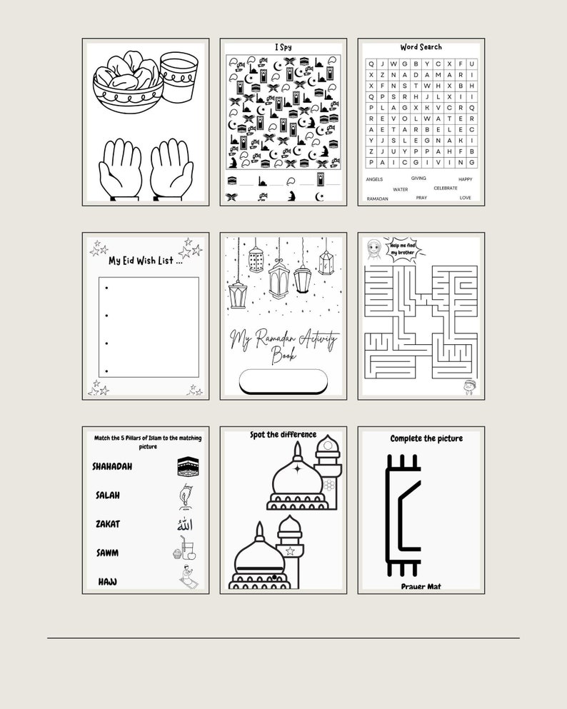 Ramadan Activity Book, Ramadan Printable, Kids Ramadan Activity Sheets ...