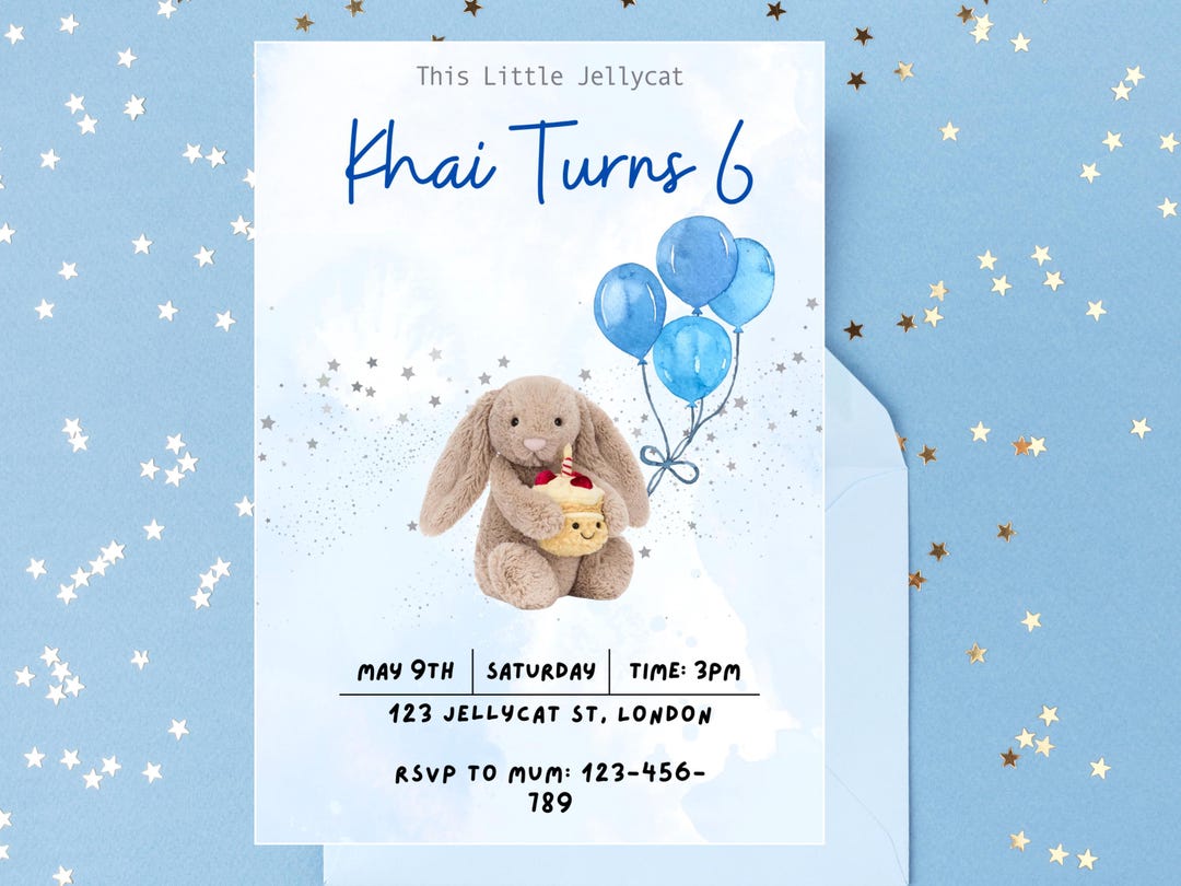 Jellycat, Jellycat Birthday, Jellycat Party, Jellycat Invite, Jellycat ...