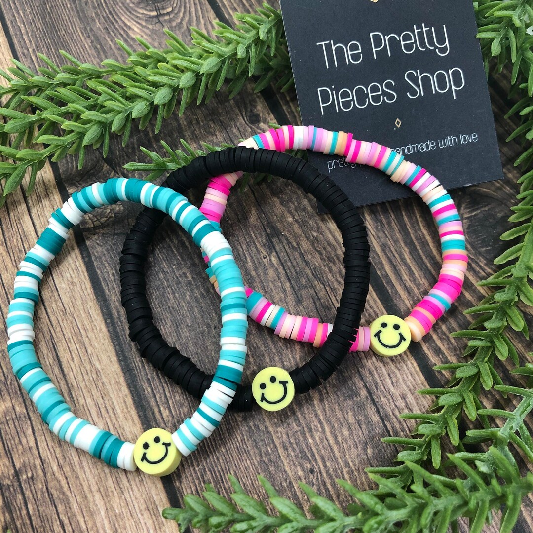Smiley Face Bracelets | Heishi Bracelets | Custom Beaded Bracelets ...