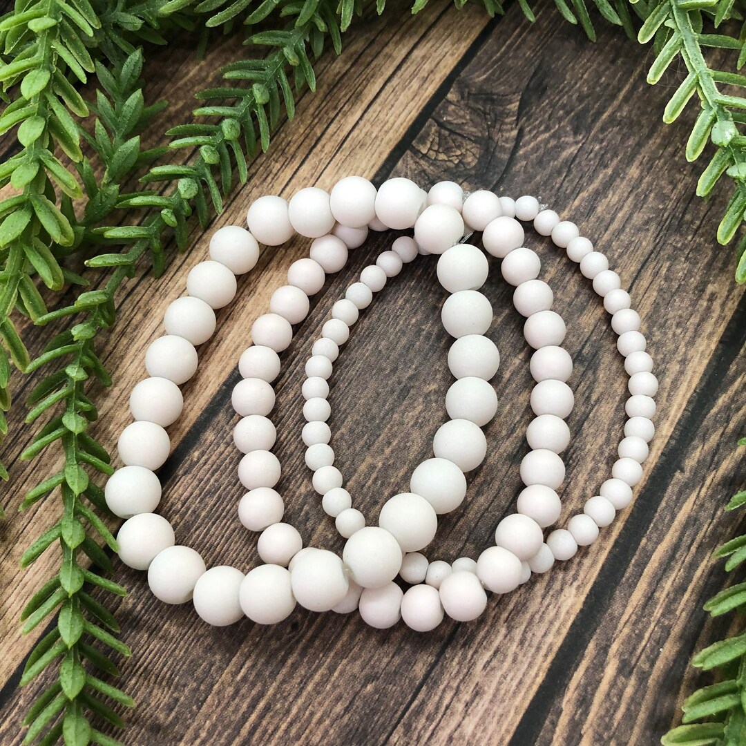 Matte Bead Bracelet - White - Ivory - Stackable Bracelets - Stretchy - Etsy