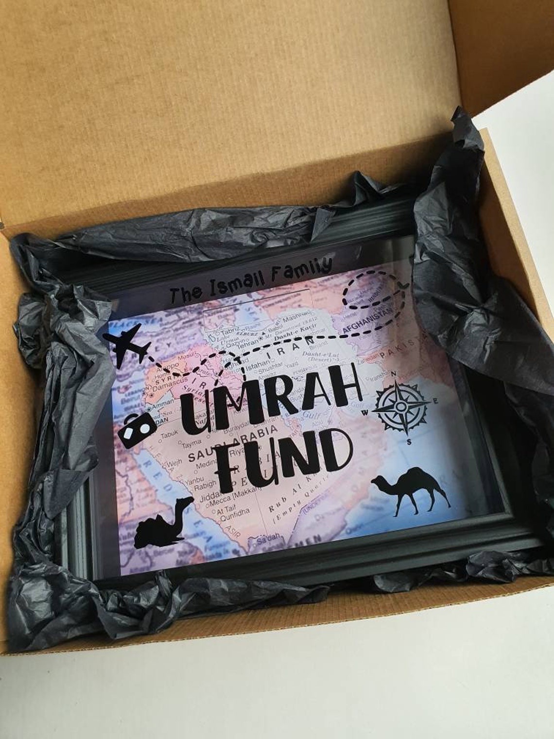 Personalised Umrah fund/Hajj Money box frame/Personalised - Etsy Nederland