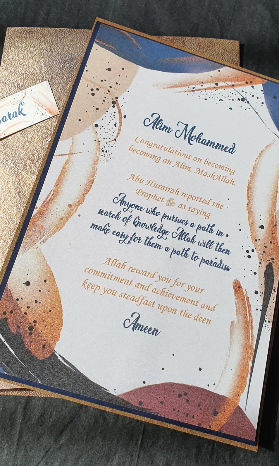 Alim Graduation Card/alim Completion Card Brown 1/ Graduation - Etsy UK