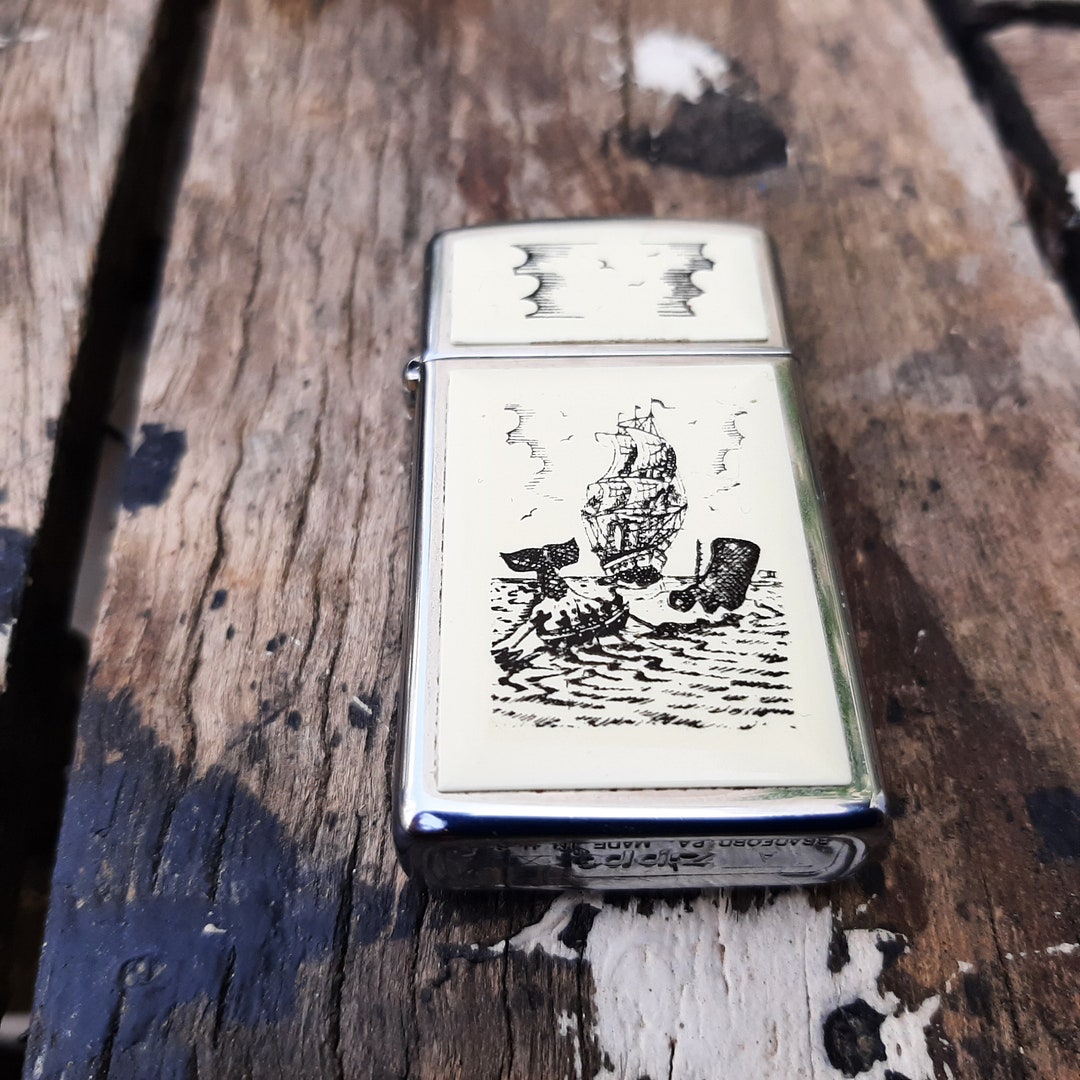 ZIPPO SLIM LIGHTER Ship & Whale - Etsy