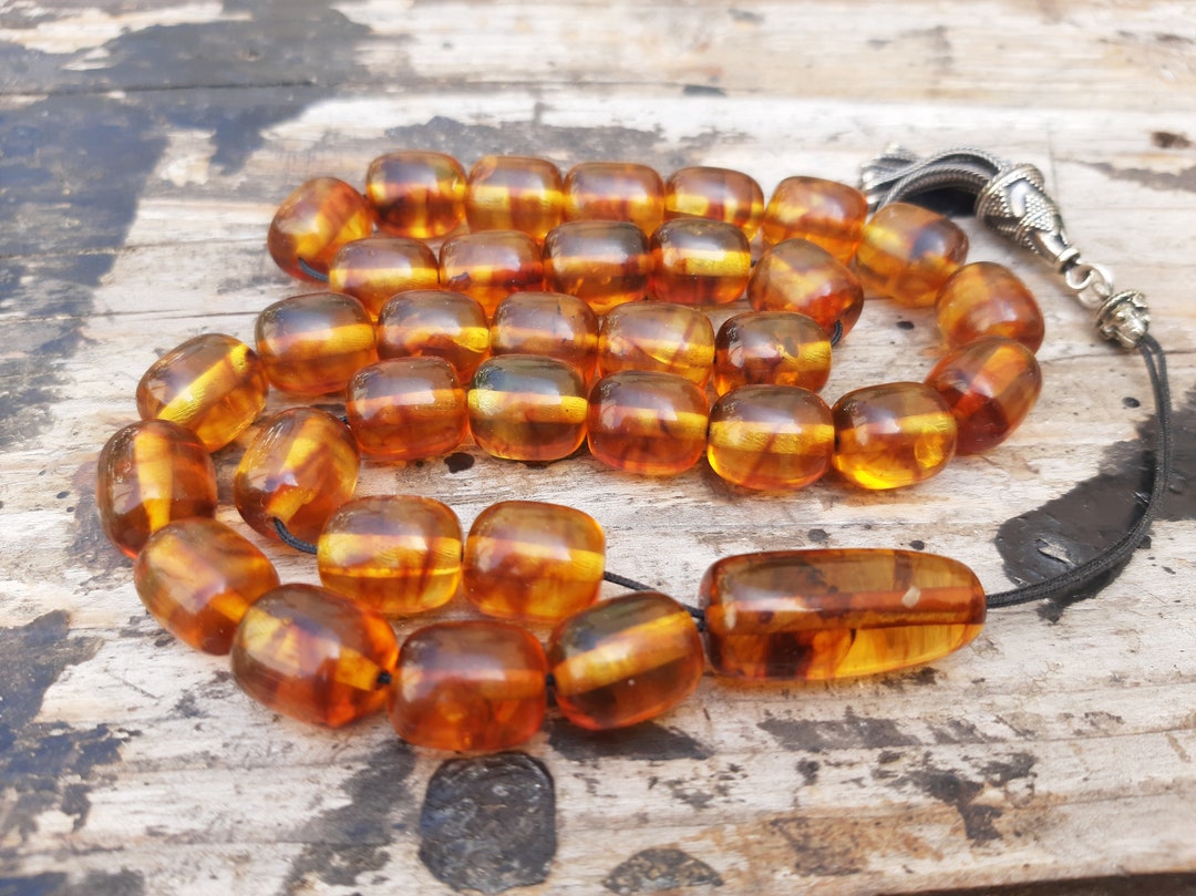 38g Vintage Tesbih Pressed Amber Baltic - Etsy