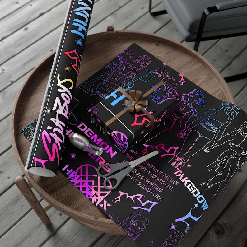 Kpop Demon Hunters Wrapping Paper, Anime Birthday Gift Wrap, Manga ...