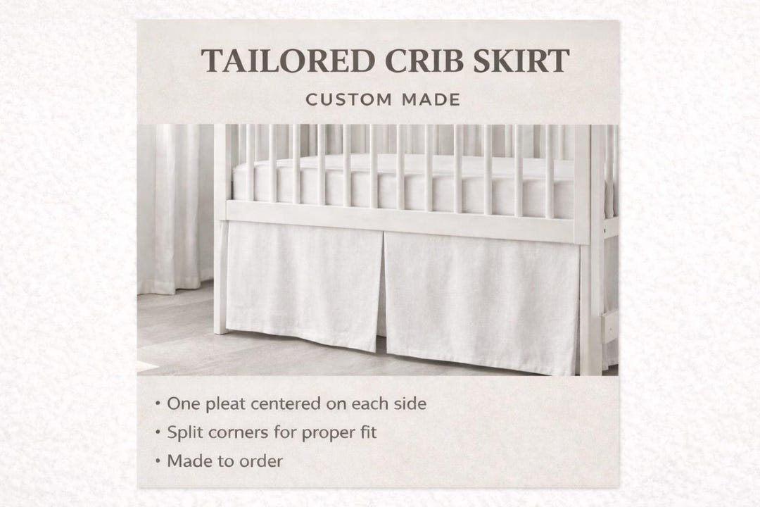 White Cotton Canvas Crib Skirt | Tailored, Single Pleated Style ...