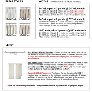 PAIR of Fully Lined Pinch Pleat or Euro Pleat Curtains/drapes Out of P ...
