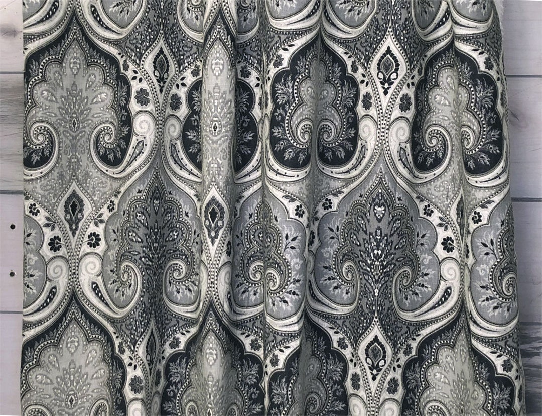 Custom Curtains Kravet 100% Linen Latika Shadow Black Gray Drapes ...
