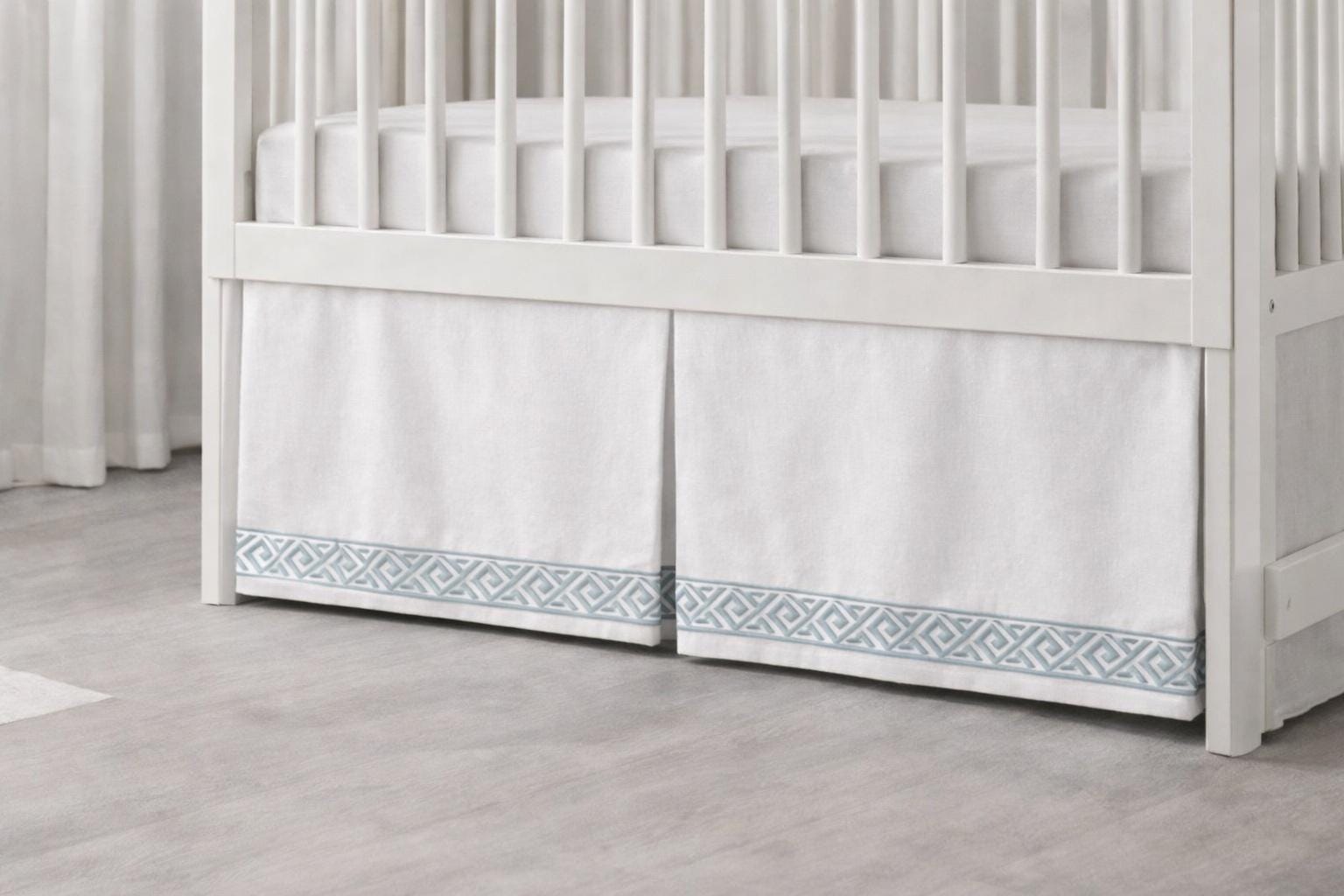 White Cotton Canvas Crib Skirt With Capri Blush Tape or Other Color ...