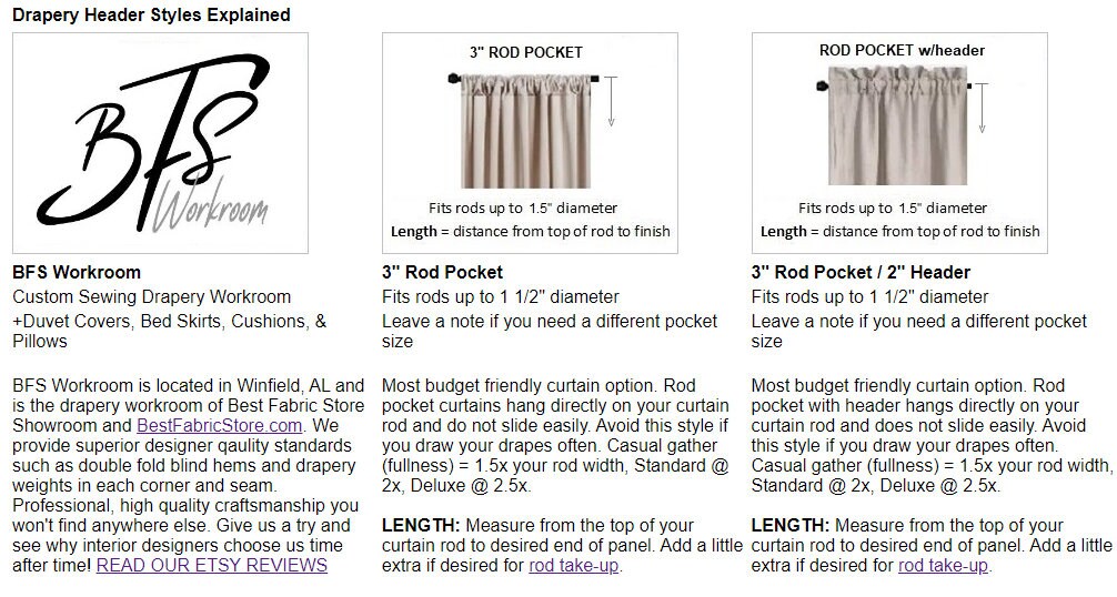 Pair of Custom Curtains - Send Your Fabric COM - Rod Pocket, Grommet ...