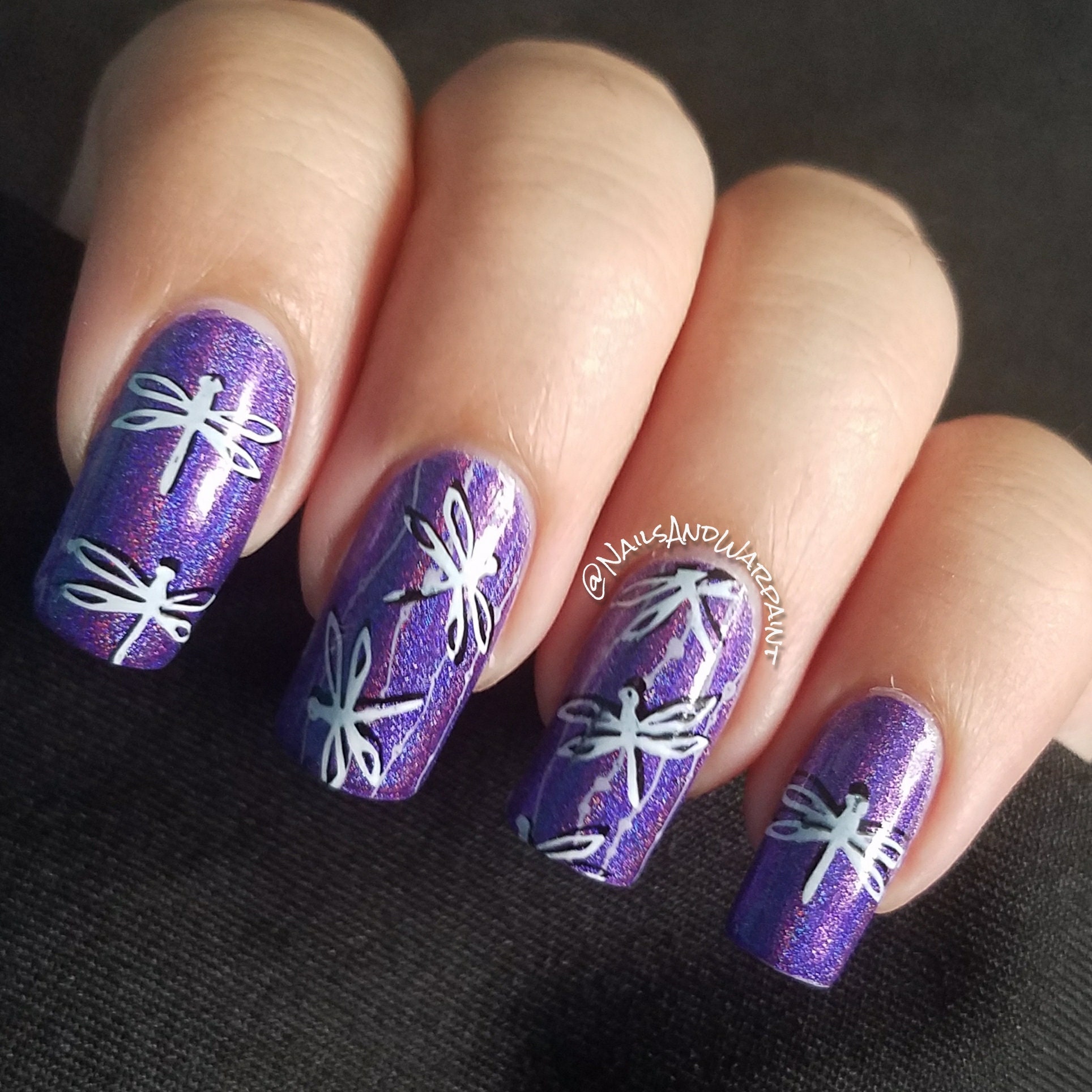 Purple Holo Dragonfly Custom Press on Nails! - Etsy