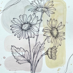 April Birth Month Flower Watercolor Print-daisy, 5x7, 8x10, 11x14 Inch ...
