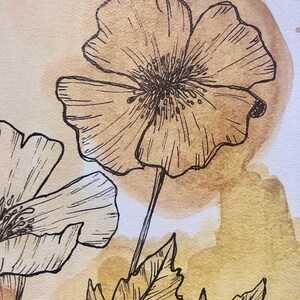Fading Summer Watercolor PRINT- 5x7, 8x10, 11x14 Inch Poppies, Floral ...