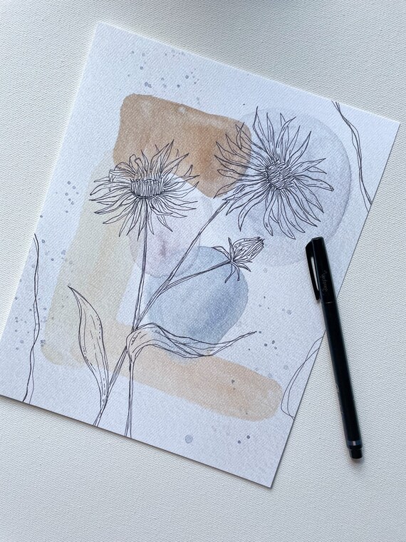 September Birth Month Flower Watercolor Print-aster 5x7 | Etsy