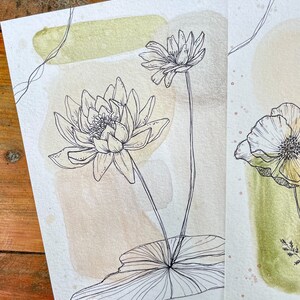 July Birth Month Flower Watercolor Print-water Lily, 5x7, 8x10, 11x14 ...