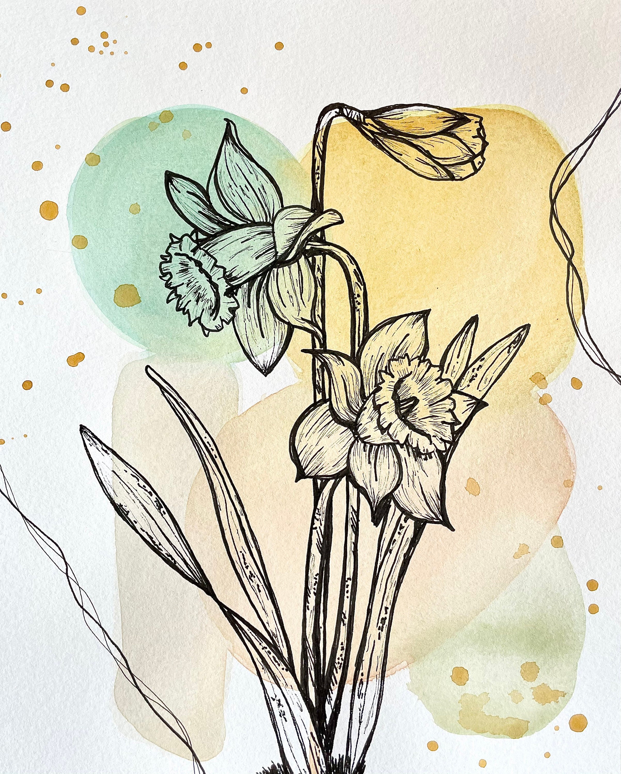 March Birth Month Flower Watercolor PRINT daffodil 5x7 | Etsy