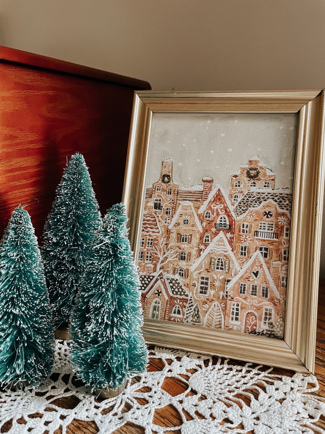 Gingerbread Village— Christmas Print, Gingerbread Town, Watercolor ...