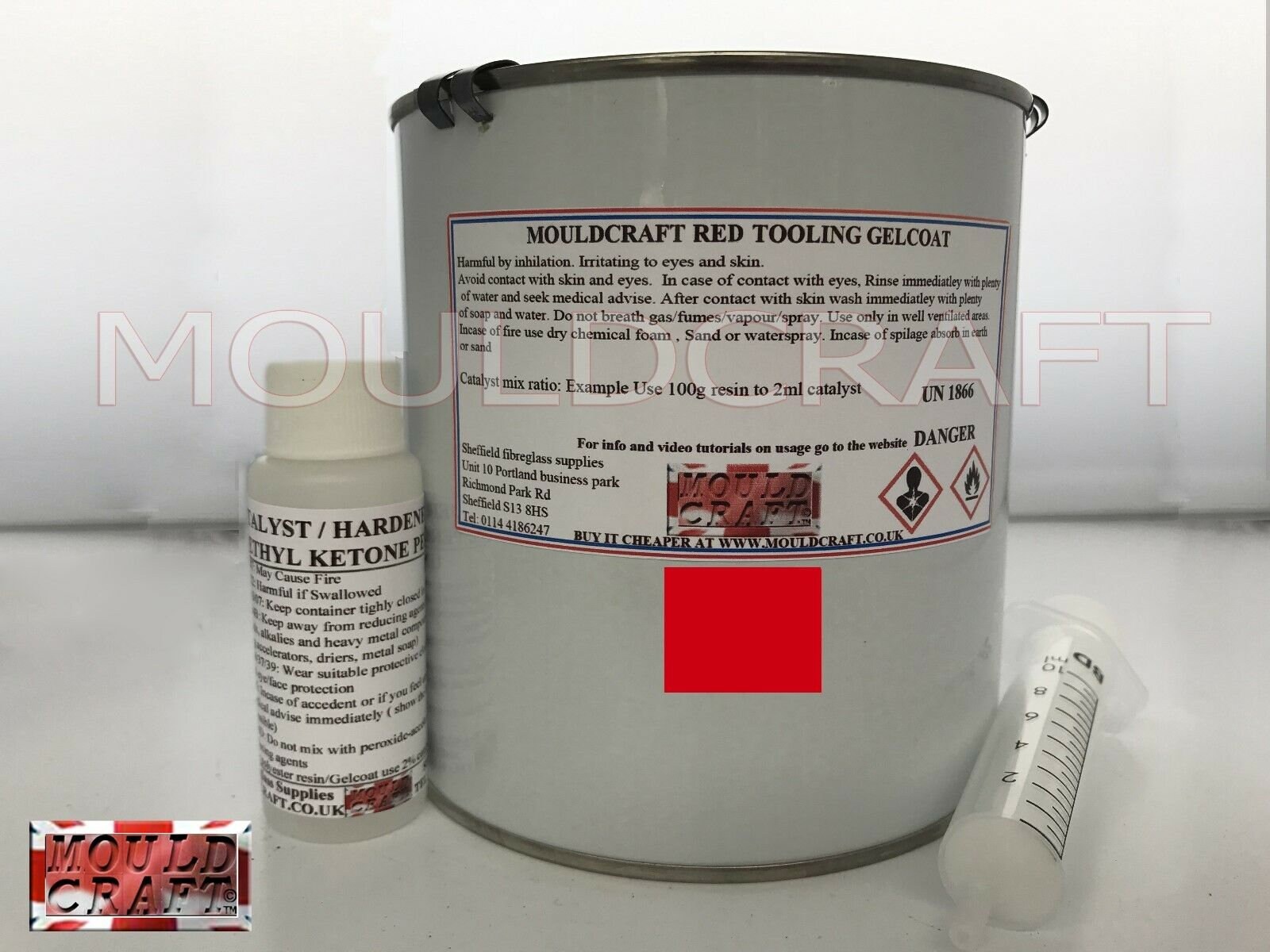 Red Tooling Gelcoat 1kg Kit Catalyst, Syringe Included for Fibreglass ...