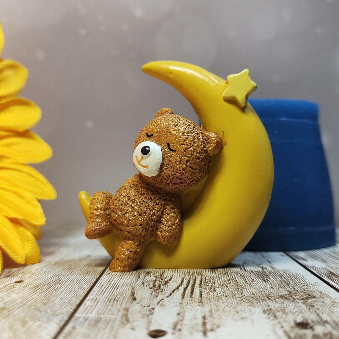 Teddy Bear on the Moon Silicone Mold 7x3x7 Cm for Resin, Plaster, Wax ...