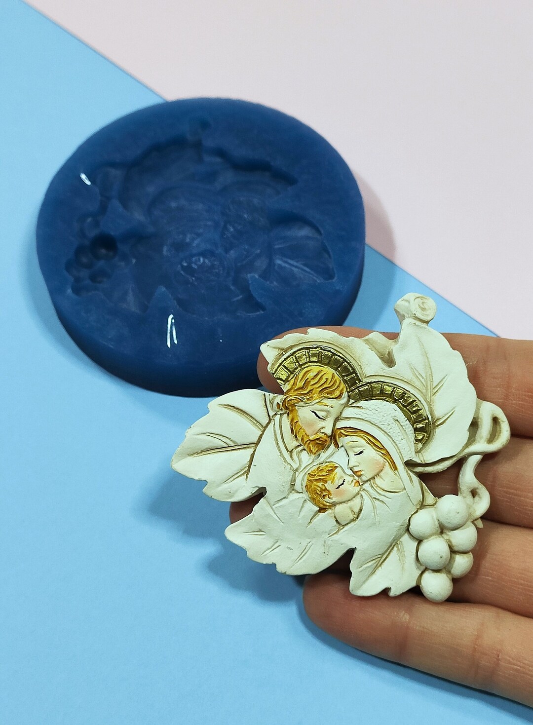Nativity on Vine Leaf Silicone Mold for Resin, Plaster and Polymer Clay ...