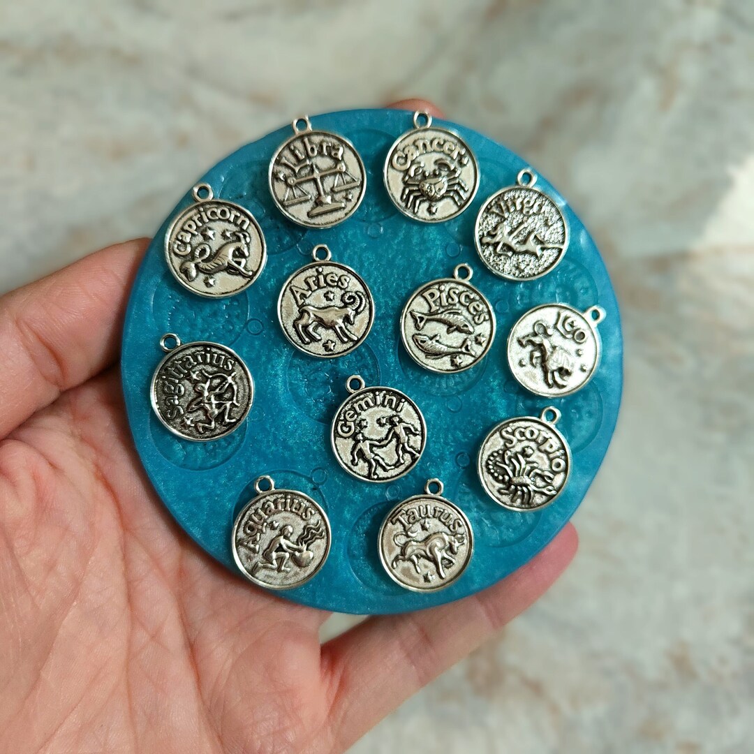 Zodiac Signs Pendant 2cm Silicone Mold for Resin and Polymer Clay ...