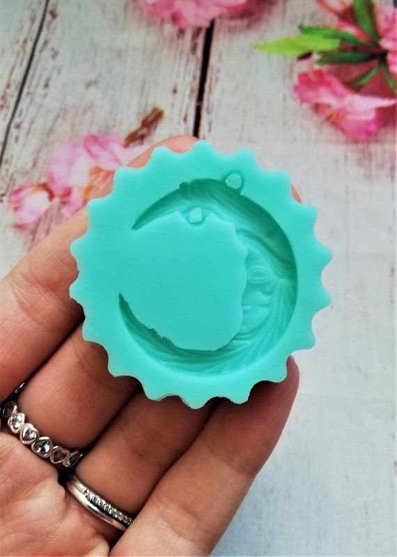 Moon with crystals silicone mold for resin and polymer clay creations ...