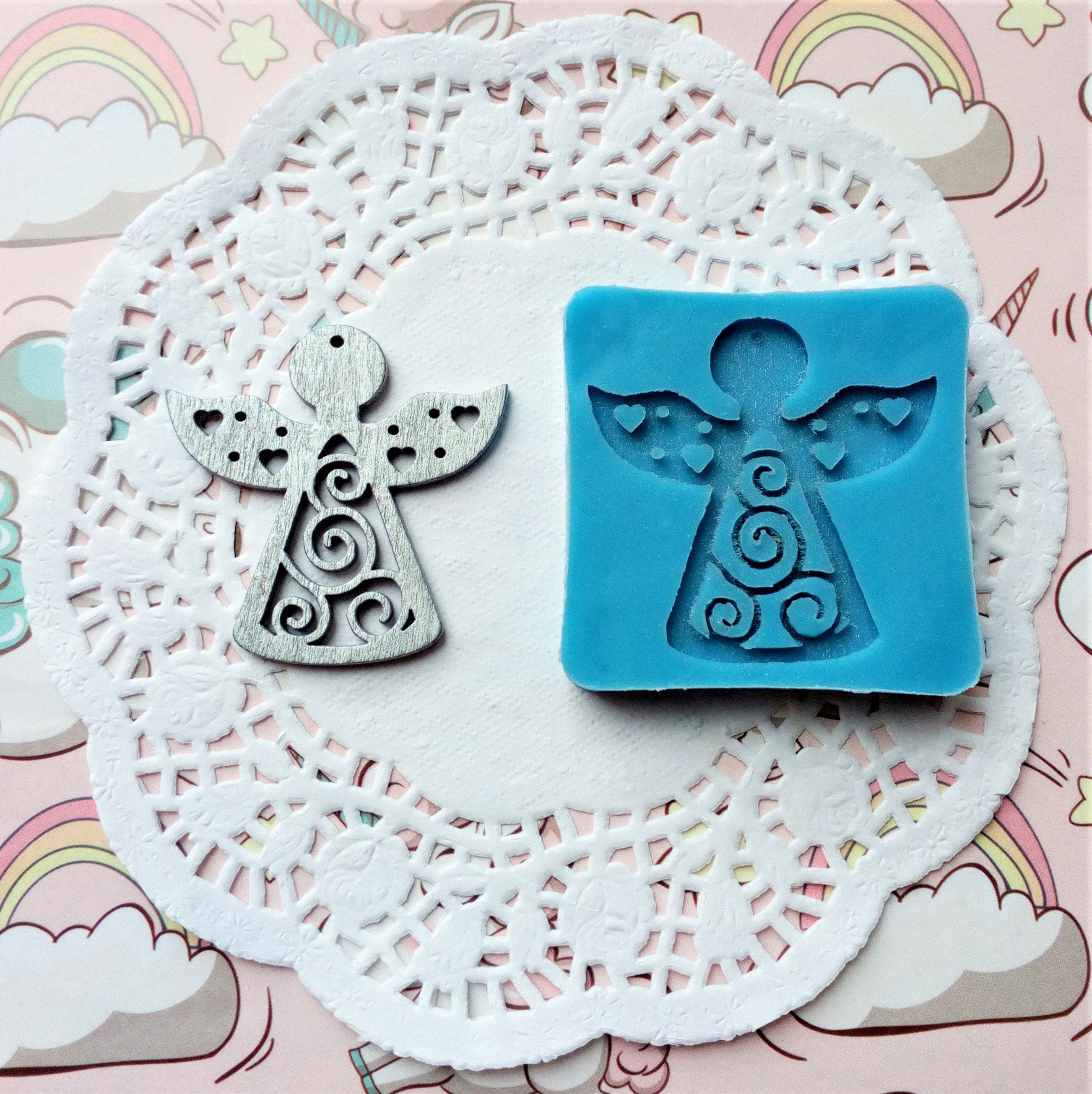 Angel Silicone Mold With Wood Texture for Resin and Polymer Clay ...