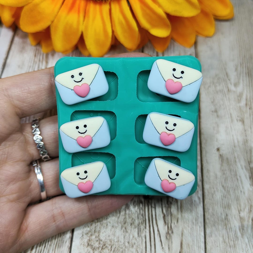 Letter Envelope With Heart Silicone Mold 6pcs 2cm for Resin, Plaster ...