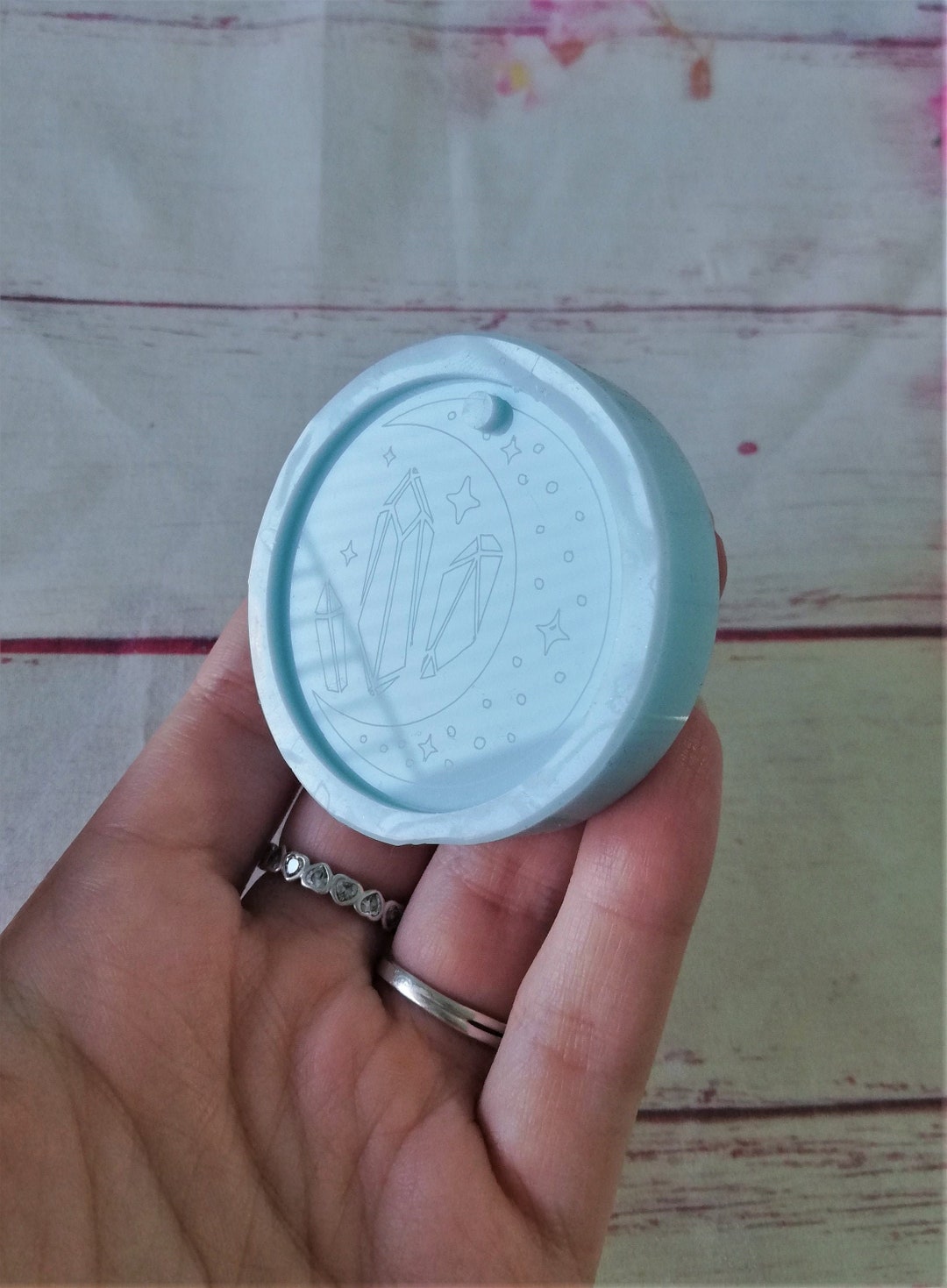 Moon With Crystals Silicone Mold for Resin and Polymer Clay Creations ...