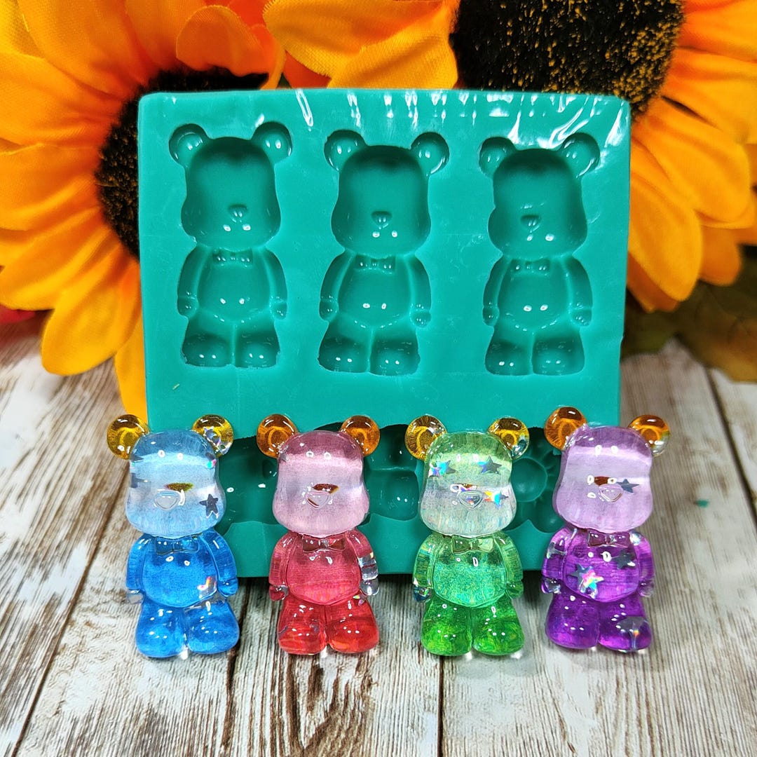 Teddy Bears Silicone Mold 4pcs 5cm for Resin, Plaster, Wax, Soap and ...