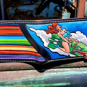 Hand Tooled Pinup Bomber Girl Billfold Leather Wallet-ready to Ship! - Etsy