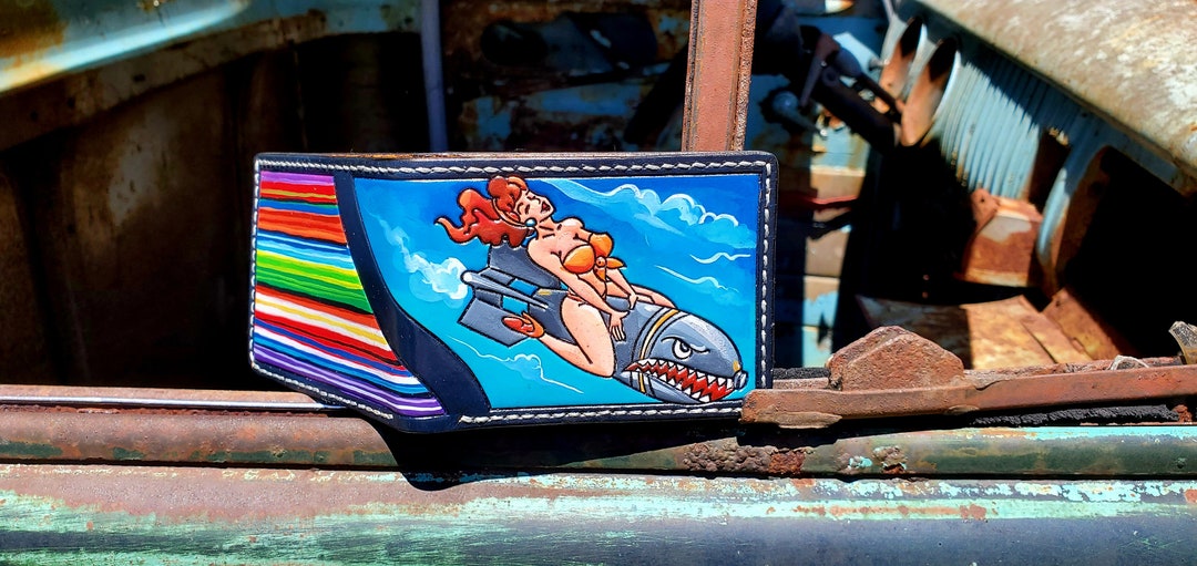 Hand Tooled Pinup Bomber Girl Billfold Leather Wallet-ready to Ship - Etsy