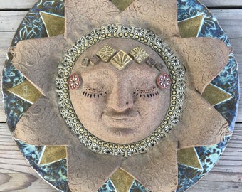 Handmade Sun Face Ceramic Mask Wal Art Gift Idea Stone Sfa - Etsy