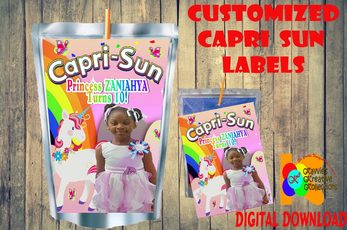 Personalized UNICORN Printable Capri Sun Labels Printable - Etsy