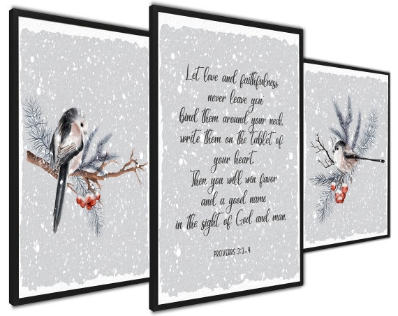 Winter Birds Watercolor Bird Art Print Bird Painting Bible - Etsy