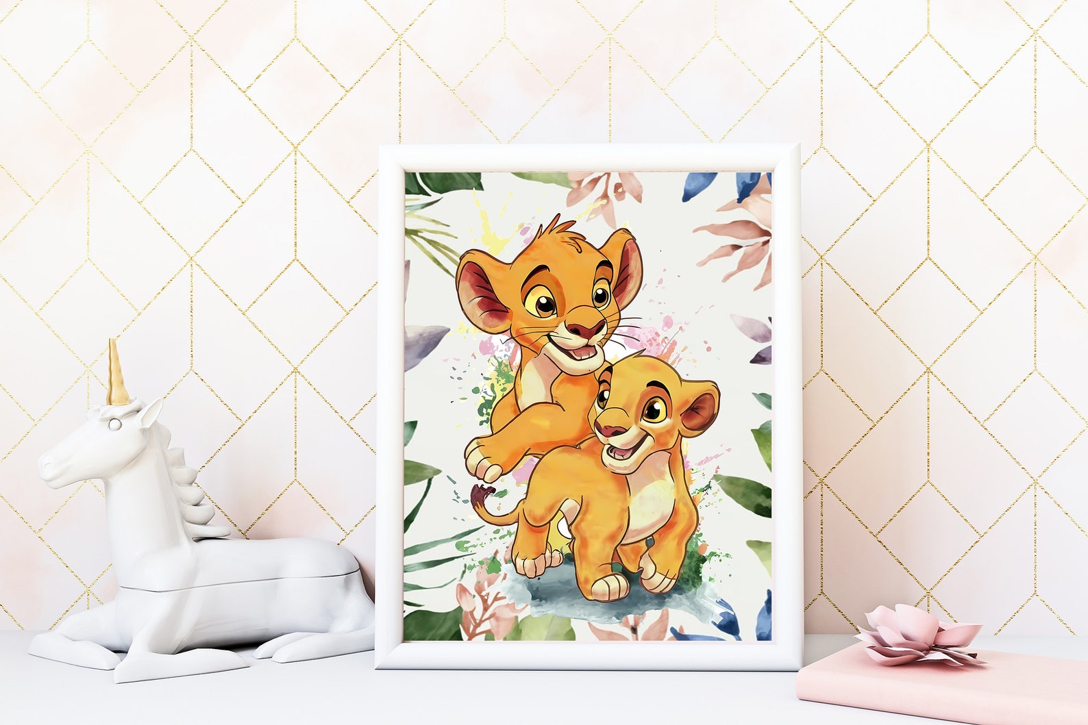 Simba & Nala the Lion King 1 Gift Picture Simba,art Print Nursery,wall ...