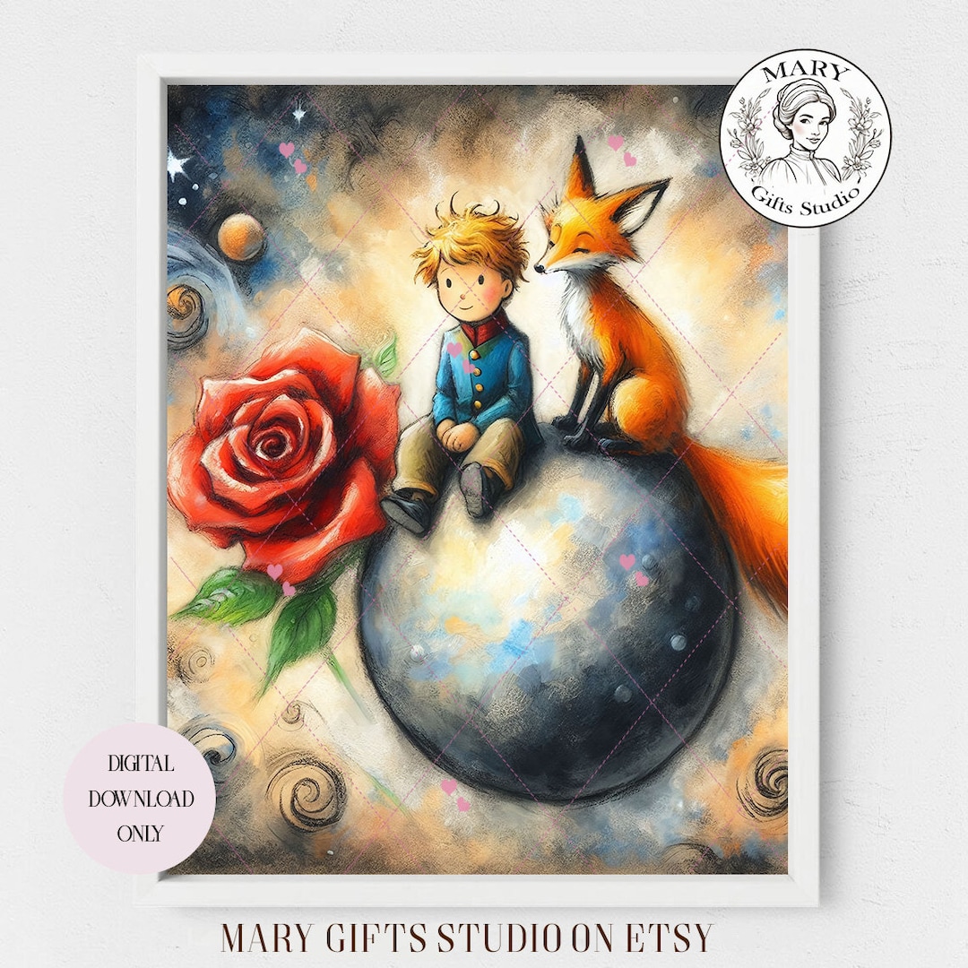 The Little Prince Poster, Little Prince and Fox, Nursery Decor, Prince ...