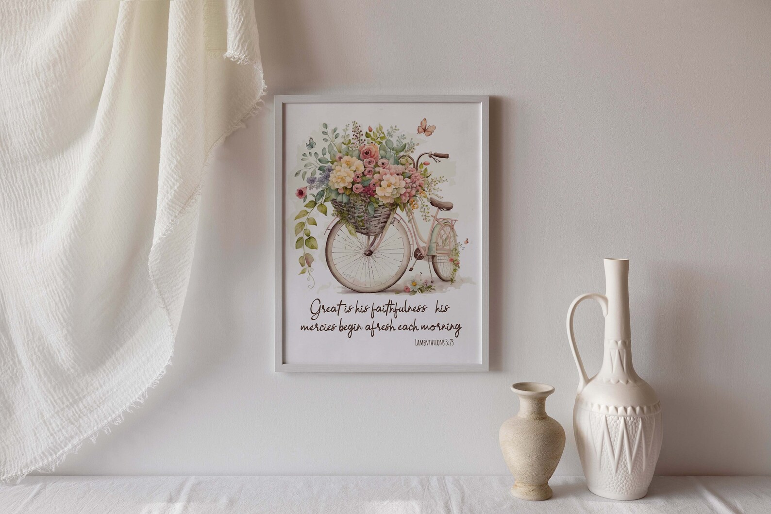 Celebrate Spring With Faith Bicycle Print With Blossoming Flowers ...