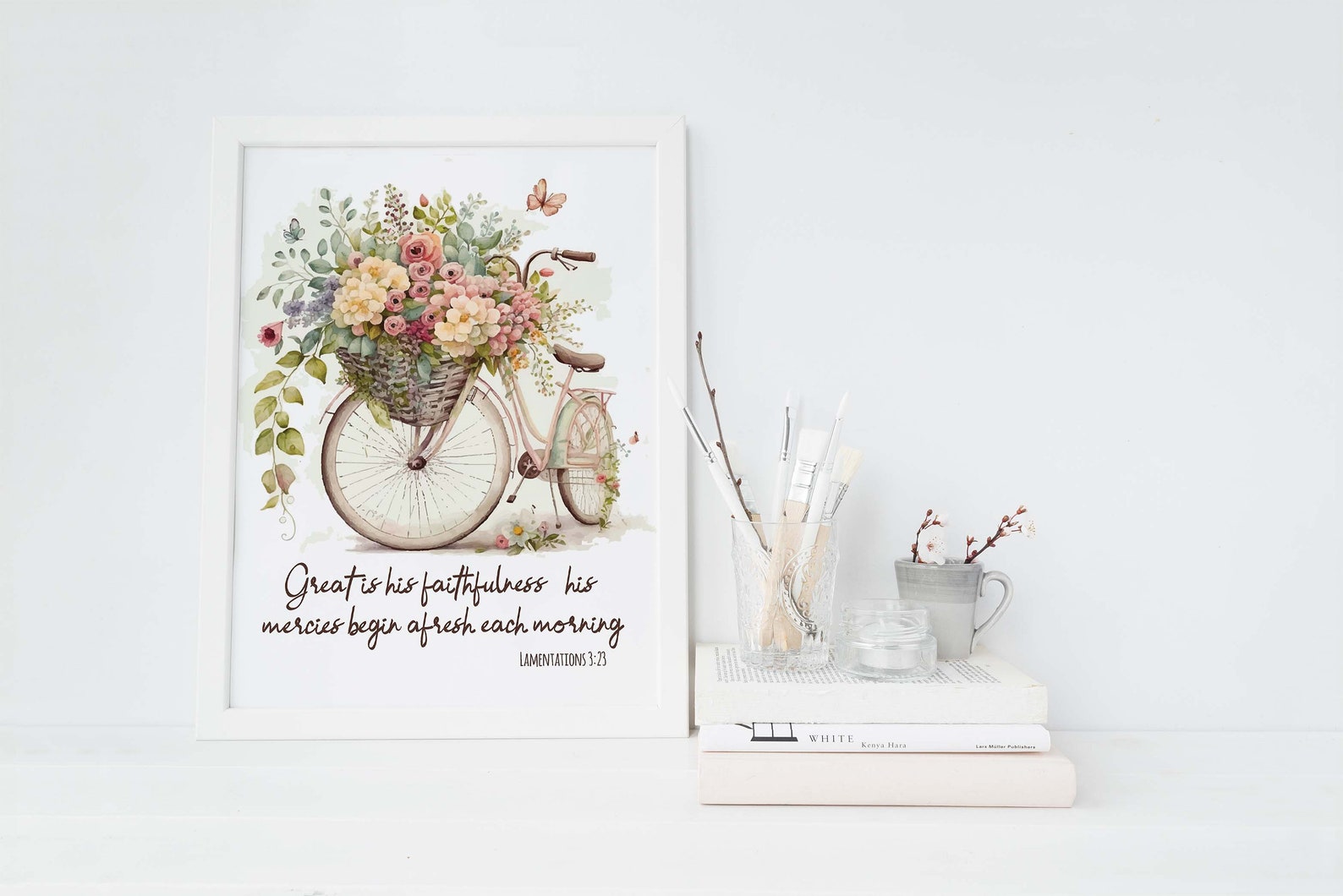Celebrate Spring With Faith Bicycle Print With Blossoming Flowers ...