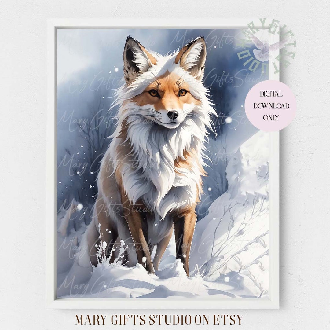 SILVER Fox Adult Wild SILVER FOX on Snow Winter Landscape Fox in Snow ...